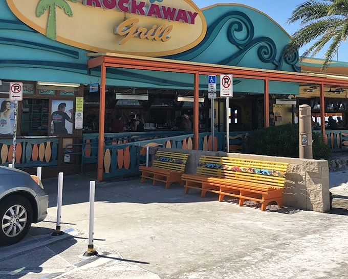 Frenchy's beachy color palette is a preview of the vibrant flavors waiting in their legendary grouper sandwich.