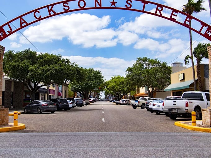 Harlingen welcomes you to Jackson Street, where palm trees and affordable shopping go hand in hand. Retirement dollars stretch further here!