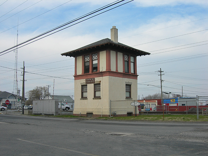 Harrington's historic railroad tower stands as a solitary reminder of the town's important role in Delaware's transportation history.