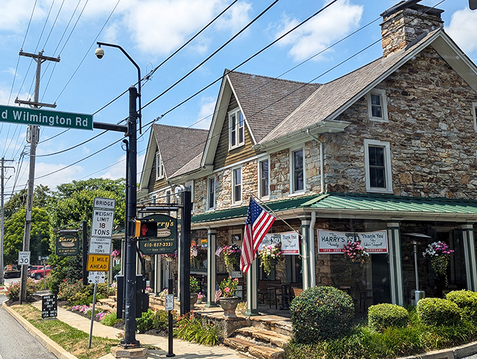 Harry's stone building could pass for colonial architecture, but those hot dogs are thoroughly modern masterpieces.