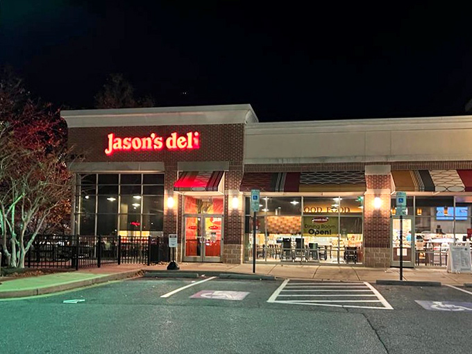 Bright lights, big flavors! Jason's Deli's welcoming glow promises sandwich satisfaction for even the pickiest eaters.