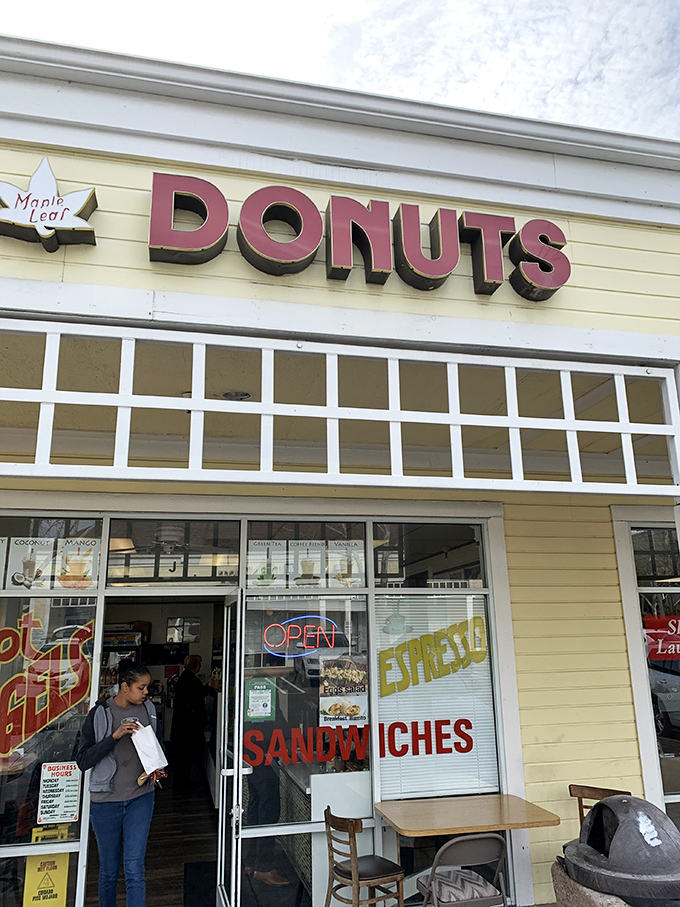 Maple Leaf's cheerful yellow storefront brightens any morning. A sunny hello before the maple-glazed goodbyes to your diet.