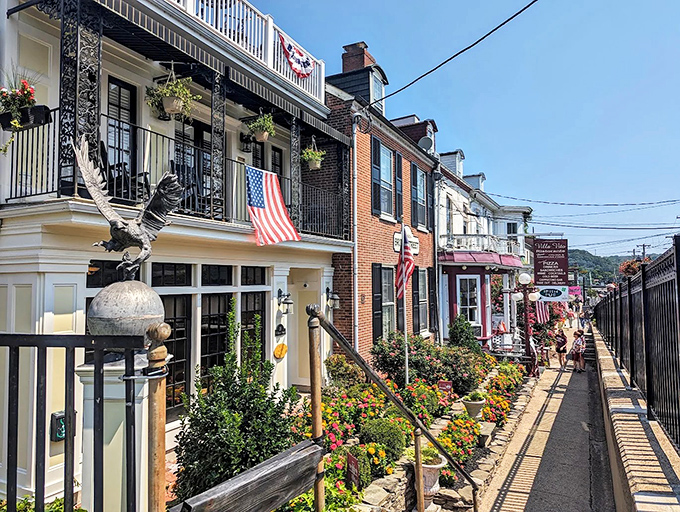 New Hope's flower-lined streets and historic buildings create a storybook setting where every corner feels like a discovery.
