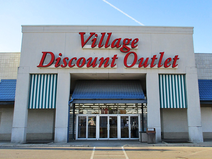 Village Discount Outlet's retro signage and striped awnings have a nostalgic charm. It's like the 1980s and great deals had a beautiful baby.