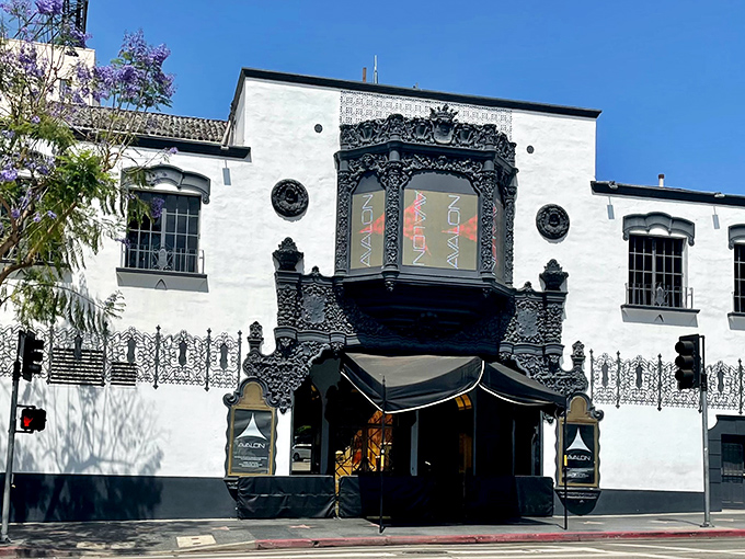 The ornate facade of this Avalon theater brings Art Deco elegance to island life, a touch of Hollywood glamour by the sea.