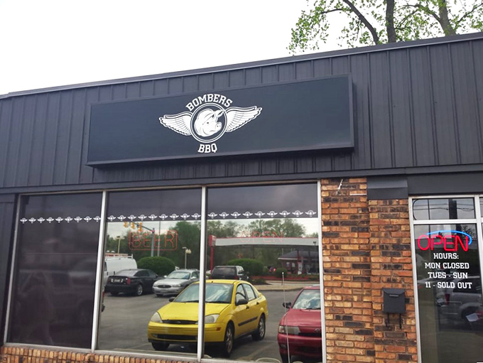 That flying pig logo tells no lies! Bombers' straightforward exterior houses BBQ that absolutely soars above expectations.