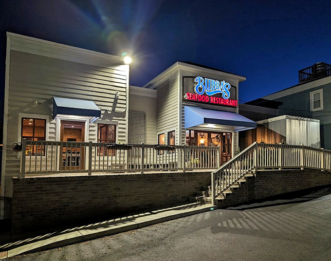 As night falls, Bubba's warm lights invite you in for one more round of crab legs and sunset-watching over Lynnhaven Inlet.