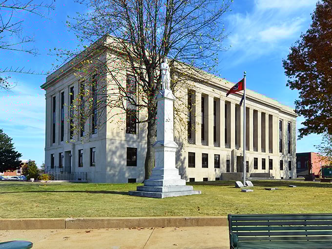 The stately courthouse presides over Dresden with quiet dignity, a cornerstone of community life for generations.