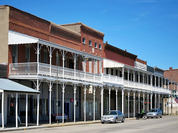 The covered walkways of downtown Greenup have been sheltering shoppers from rain and gossip for generations.