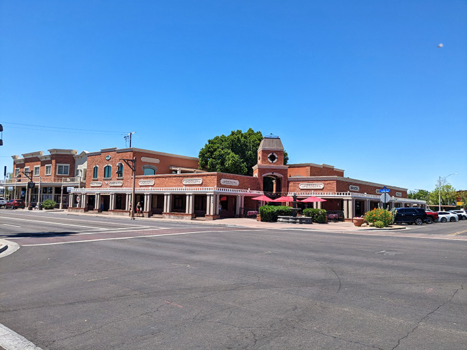 The distinctive brick architecture of Grimaldi's stands like a monument to perfect pizza in the heart of Scottsdale.