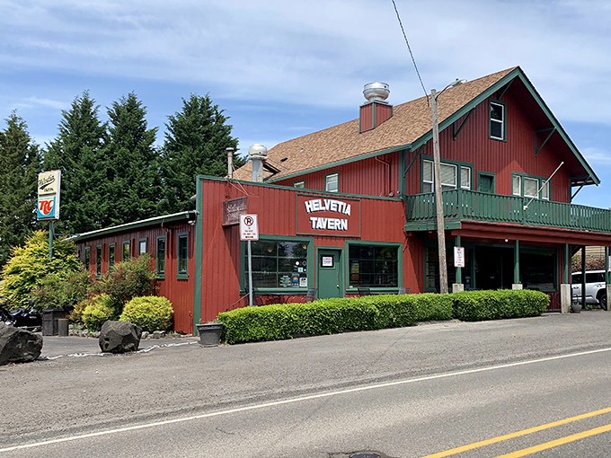 The rustic charm of Helvetia Tavern promises the kind of burger experience that makes city folks consider country living.