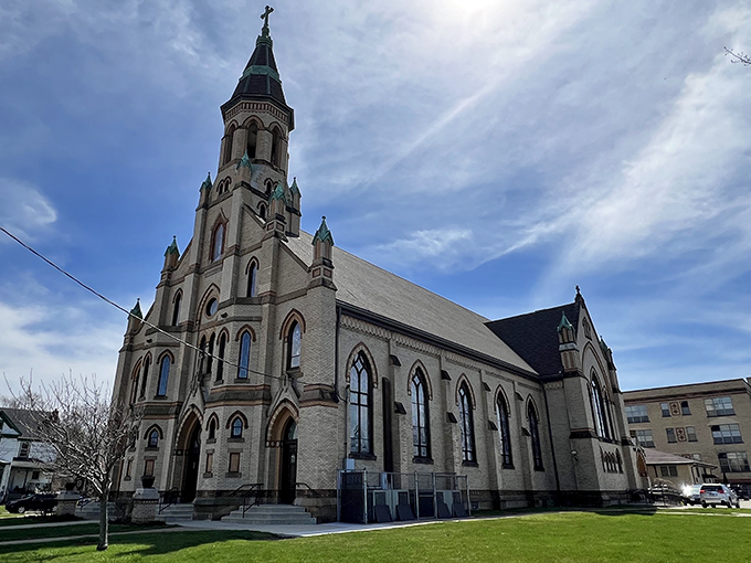 Beautiful churches and modern buildings coexist in Lorain, where lakefront living comes without the coastal sticker shock.