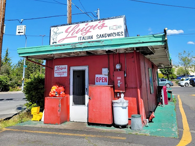 The humble exterior of Luigi's belies sandwich royalty within. Sometimes the best things come in small, red packages.