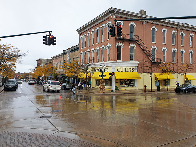 Petoskey: Historic downtown buildings stand proud against autumn skies. Where Ernest Hemingway found inspiration, and you might too!