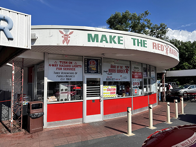 The Red Rabbit's distinctive signage has guided hungry travelers to burger nirvana since before GPS could dream of it.