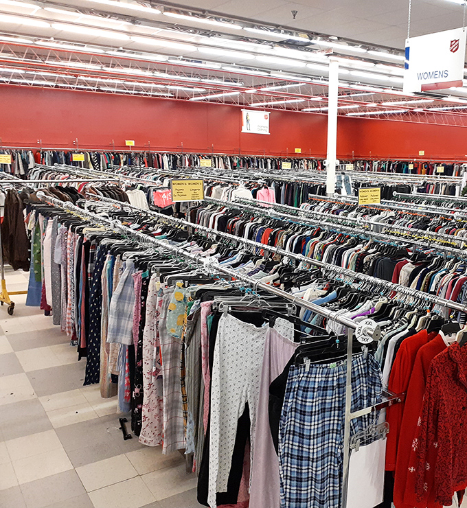 Rows upon rows of fashion finds await inside this unassuming building&mdash;each one a story waiting for a new chapter.