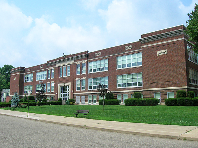 The brick buildings of Uhrichsville's downtown corridor house budget-friendly businesses perfect for retirees watching their pennies.