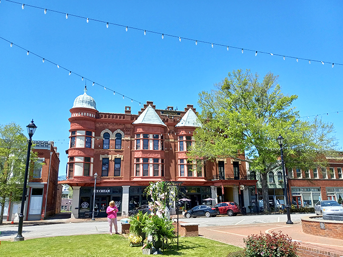 Brick buildings line Washington's streets, housing shops and restaurants where conversations matter more than schedules.