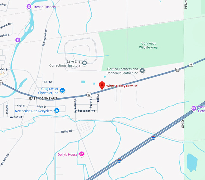 white turkey drive in map