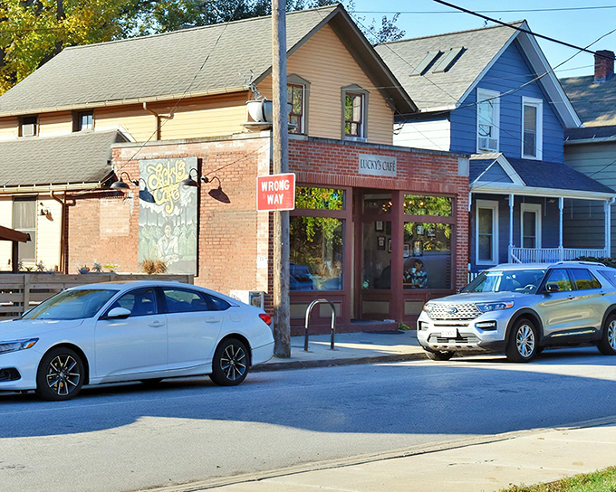 Lucky's Caf&eacute; welcomes you with its charming brick fa&ccedil;ade and colorful character &ndash; a converted house that promises homestyle comfort with a gourmet twist.