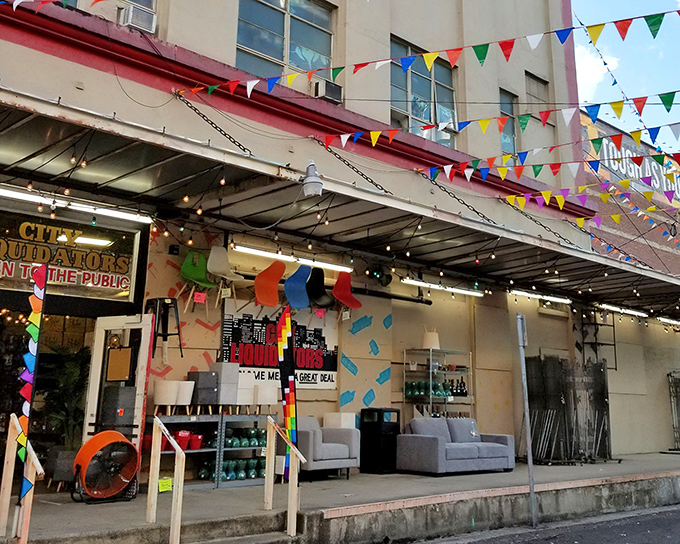 Those cheerful pennant flags aren't just decoration &ndash; they're your first clue that retail magic awaits inside.