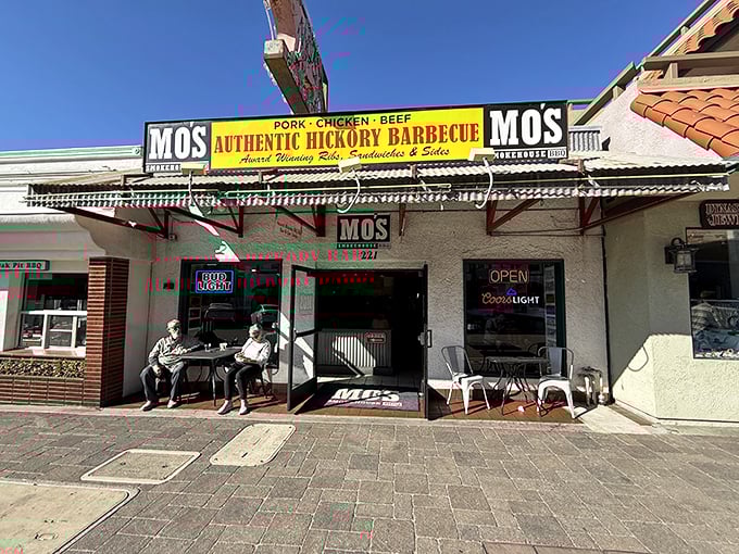 The unassuming storefront that launches a thousand cravings. Mo's exterior may be modest, but that smoky aroma wafting through Pismo Beach tells the real story.