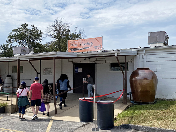 The sign says it all - "Wentzville Flea Market" at Muegge's Grove. Simple, straightforward, and promising adventures in bargain hunting.