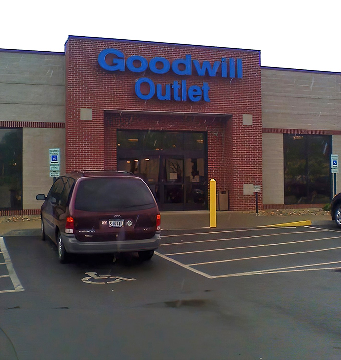 The brick facade promises treasures within, like a suburban archaeological dig site with better parking.