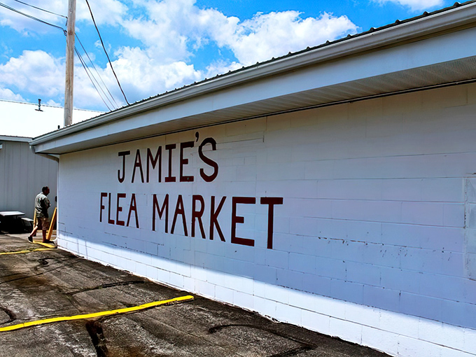 The unassuming facade of Jamie's Flea Market belies the treasure trove within. Like a Midwestern Narnia, this white building has been transporting Ohioans to wonderland for over four decades.