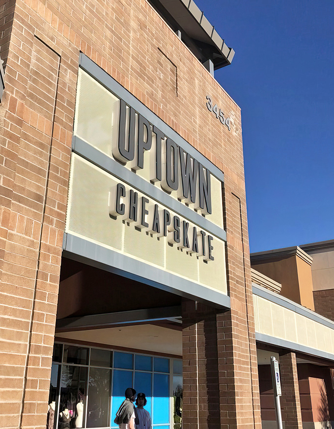 The name says it all! Uptown Cheapskate's brick facade promises high-end style without the financial regret that usually follows a shopping spree.