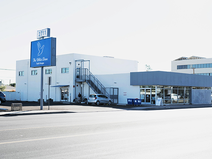 The distinctive blue sign beckons bargain hunters from across Arizona to this treasure-filled wonderland of deals.