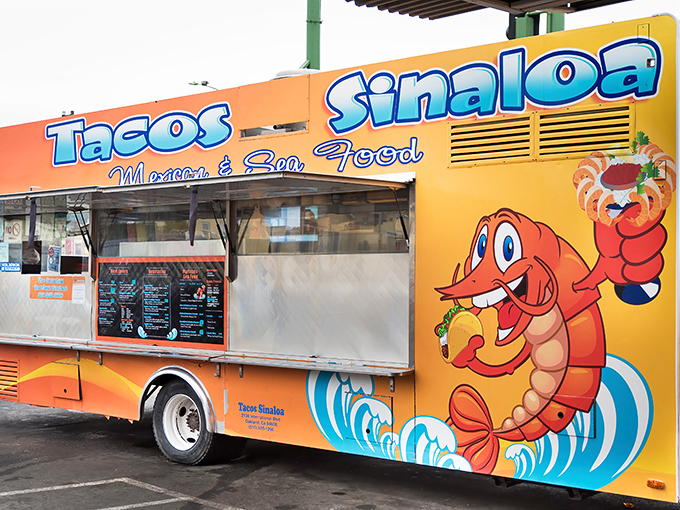 The bright orange truck with its cartoon shrimp mascot isn't just eye-catching&mdash;it's a beacon of taco perfection on International Boulevard that's worth every mile of the journey.