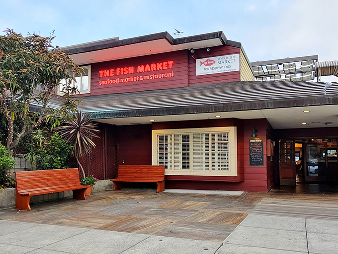 That iconic red sign promises exactly what you'll find inside: no-nonsense seafood excellence where the catch of the day takes center stage.