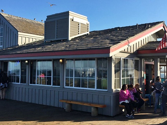The unassuming seafood sanctuary perched at Stearns Wharf's edge, where ocean views come complimentary with every meal.