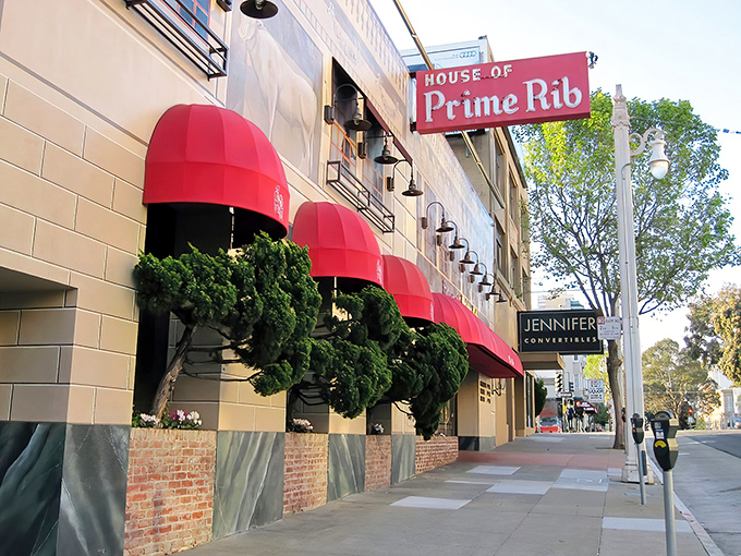 Bright red awnings and classic signage announce your arrival at this San Francisco institution, where beef has been king for decades.