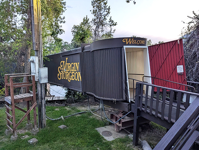 The entrance to The Virgin Sturgeon looks like a portal to another world&mdash;because it literally is. Welcome aboard this floating culinary adventure!