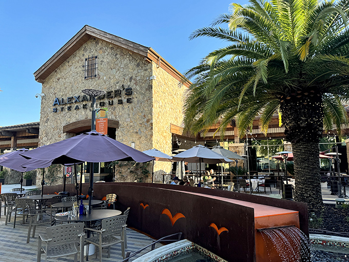 Stone facade meets California sunshine - Alexander's Steakhouse doesn't need flashy neon when the food does all the talking.