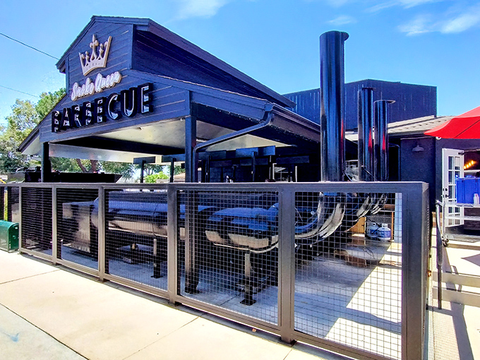 The crown jewel of Garden Grove's barbecue scene announces itself with understated confidence. Smoke reigns supreme here.