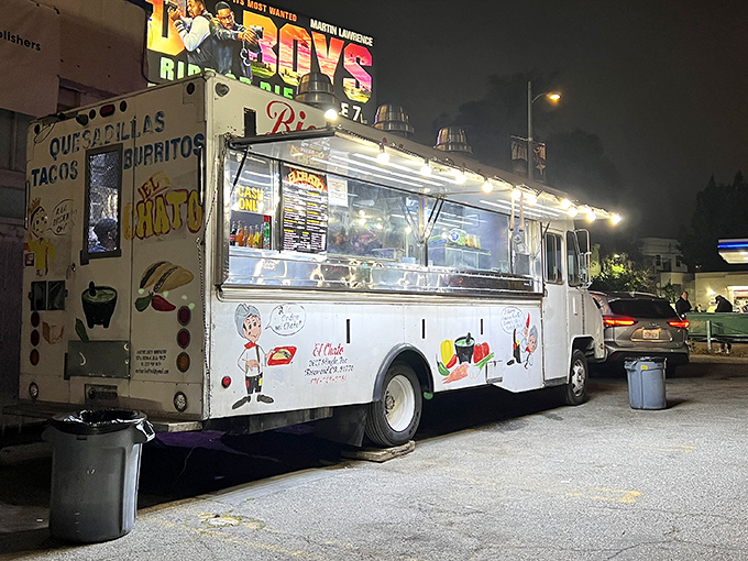 The white knight of late-night cravings stands illuminated against the LA darkness, a beacon of hope for the taco-deprived masses.