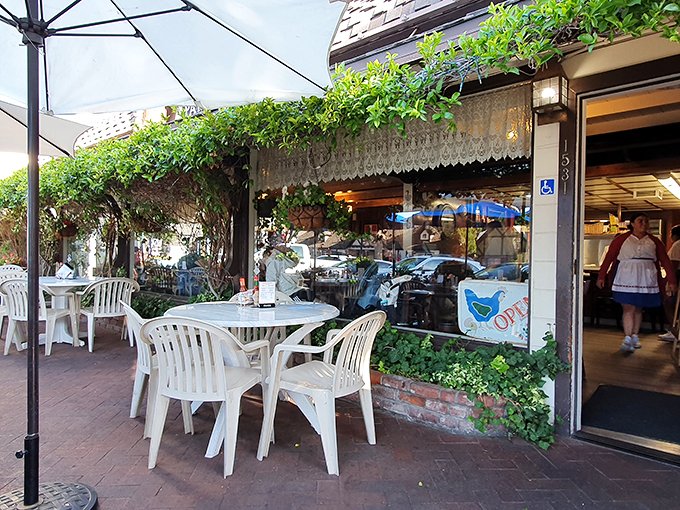 The vine-draped patio offers a tranquil escape where you can savor your breakfast while watching Solvang wake up around you.