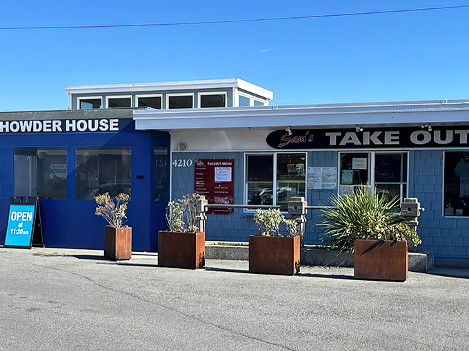 The blue-sided coastal charm of Sam's Chowder House beckons seafood lovers like a siren call. No pretense, just promise.