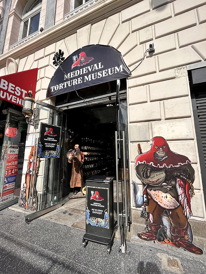 The unassuming storefront belies what awaits inside. Like finding a portal to the Dark Ages nestled between souvenir shops on a sunny Los Angeles street.