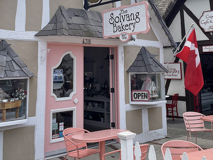 Step through that pink door and enter a world where Danish traditions are alive and well, with the Danish flag proudly waving you in.