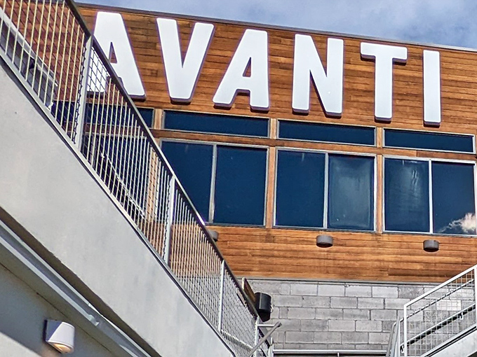 Avanti's industrial-chic exterior hints at the culinary playground within, where fusion cuisines and global flavors await Denver diners.