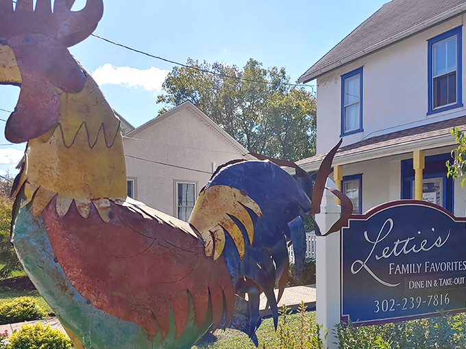 The unassuming exterior of Lettie's Kitchen proves once again that culinary treasures often hide in plain sight, nestled behind cheerful blue trim and welcoming front porch.