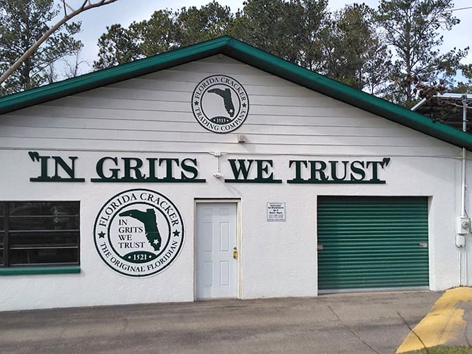 The white building with "IN GRITS WE TRUST" emblazoned across the front isn't just making a statement&mdash;it's making a promise.