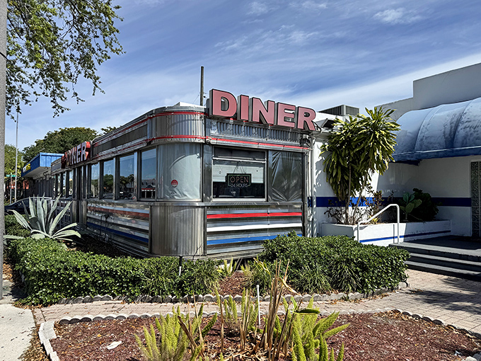 Chrome meets nostalgia in this perfectly preserved slice of Americana, where the stainless steel exterior gleams like a time machine to simpler days.