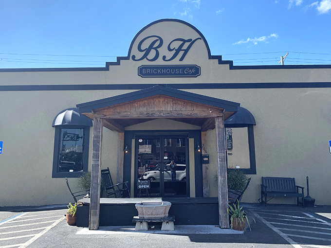 That iconic "BH" sign welcomes you like an old friend, while the rustic wooden porch practically whispers "slow down and stay awhile."