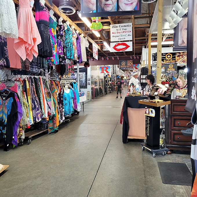 Colorful dresses sway like tropical flags down this corridor of possibilities. Every aisle at Red Barn promises a new adventure in retail therapy.