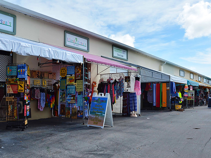 Treasure hunters paradise! Colorful awnings shelter endless possibilities at B&A Flea Market, where one person's castoffs become another's must-have discoveries.